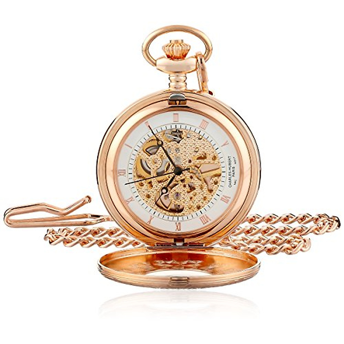 Charles-Hubert, Paris Rose Gold-Plated Mechanical Pocket Watch