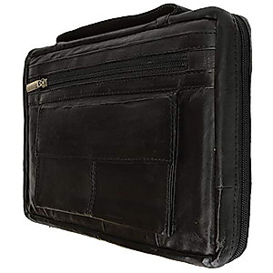 Genuine Leather Large Book Covers Bible Covers with Handle (Black)
