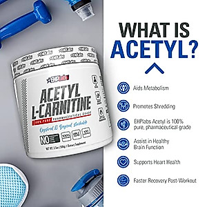EHPlabs Acetyl L-Carnitine - Supports Natural Energy Production, Aids Metabolism, Assists in Healthy Brain Function, Supports Heart Health, Non-GMO, Vegan, Gluten Free - 100 Serves