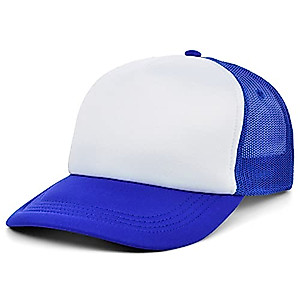 Lids Blank Basic Foam Trucker Adjustable Snapback Hat White/Royal Blue