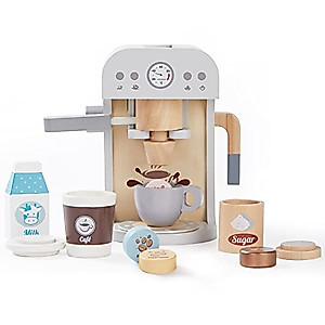 Frogprin Kids Coffee Maker Playset-Wooden Kitchen Toys, Toddler Play Kitchen Accessories, Pretend Play Food Sets for Kids Kitchen, Encourages Imaginative Play for Girls and Boys
