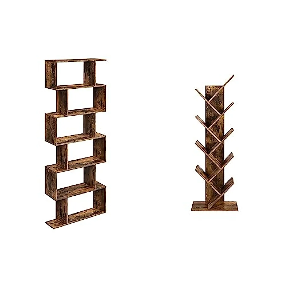 VASAGLE Bookshelf, 6-Tier Bookcase, Tall Display Shelf, Freestanding Storage Shelf, Room Divider &, 8-Tier Floor Standing Tree Bookshelf, with Shelves for Living Room, Home Office