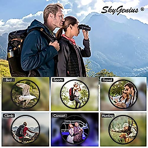 SkyGenius 8x21 Small Compact Lightweight Binoculars for Concert Theater Opera .Mini Pocket Folding Binoculars w/Fully Coated Lens for Travel Hiking Bird Watching Adults Kids(0.38lb)