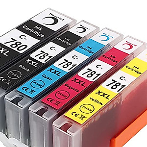 Ink Cartridge Standard Size Clear Fadeless Print Printer Cartridge Replacement for PIXMA TS707 TR8570 TS8170 (BK BK C M Y 5 Colors)
