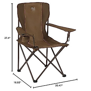 TIMBER RIDGE Collapsible Armrests Cup Holder & Carry Mat & Pet Leash Heavy Duty Foldable Chair for Outdoor Lounge Lawn Beach, Support 300 lbs, Earth Brown