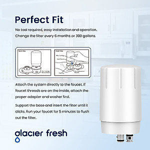 GLACIER FRESH Water Filter Faucet Replacement, Replacement for Brita Faucet Filter, Brita 36311 On Tap Water Filter, Compatible with Brita FR-200, FF-100, and All Brita Tap Water Filters (Pack of 2）