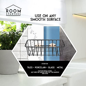 Sponge Holder for Kitchen Sink | Kitchen Sink Sponge Holder - Kitchen Sink Caddy - Dish Sponge Holder by ROOM STARTERS (Black)