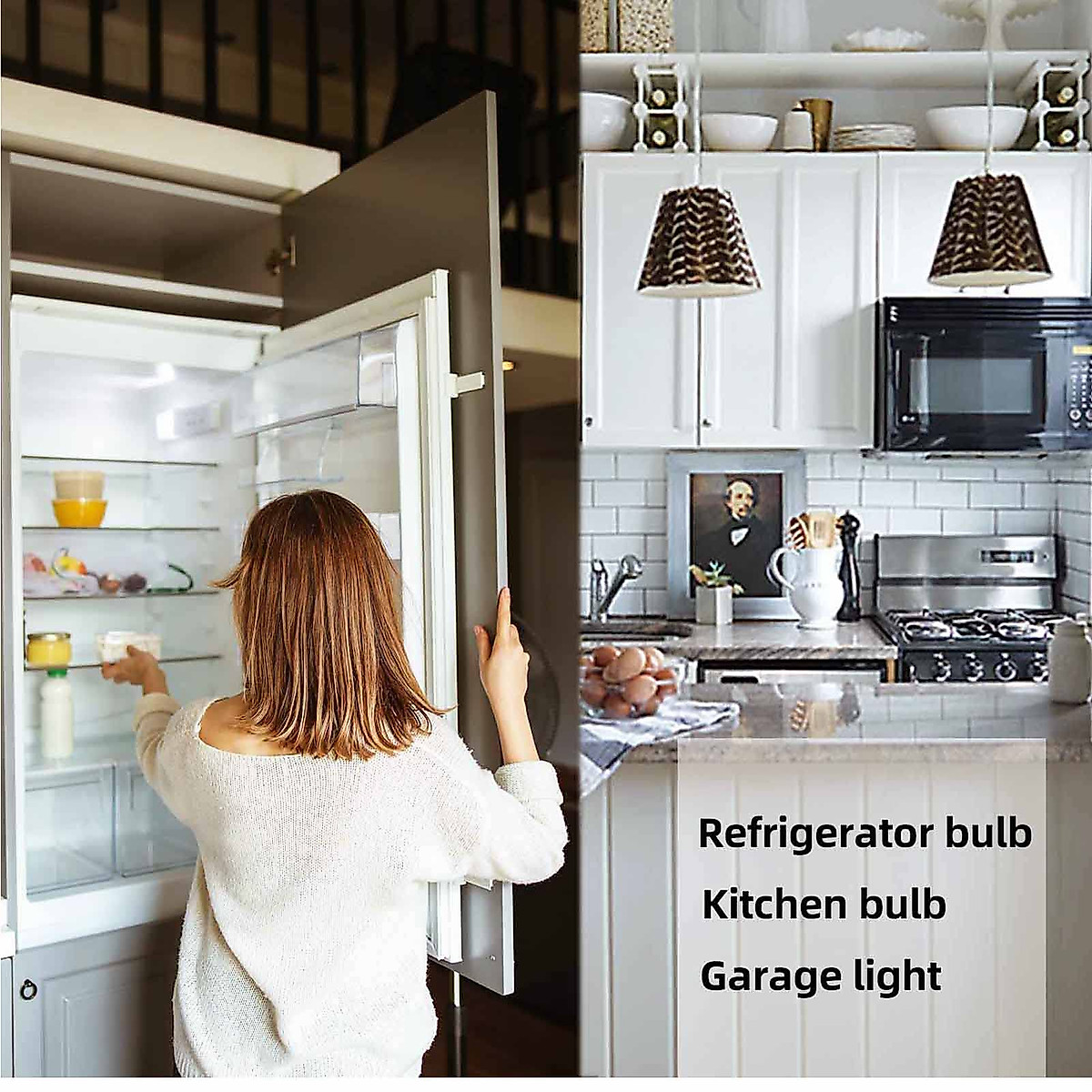 Refrigerator AC 100-265V 3.5W Replacement LED Light Bulb KEI D34L E26 40W Halogen Equivalent Lamp Daylight White 6000K 600Lm 4W Appliance T10 Kitchen Medium Screw Base Non-Dimmable Corn Bulbs 2 Pack