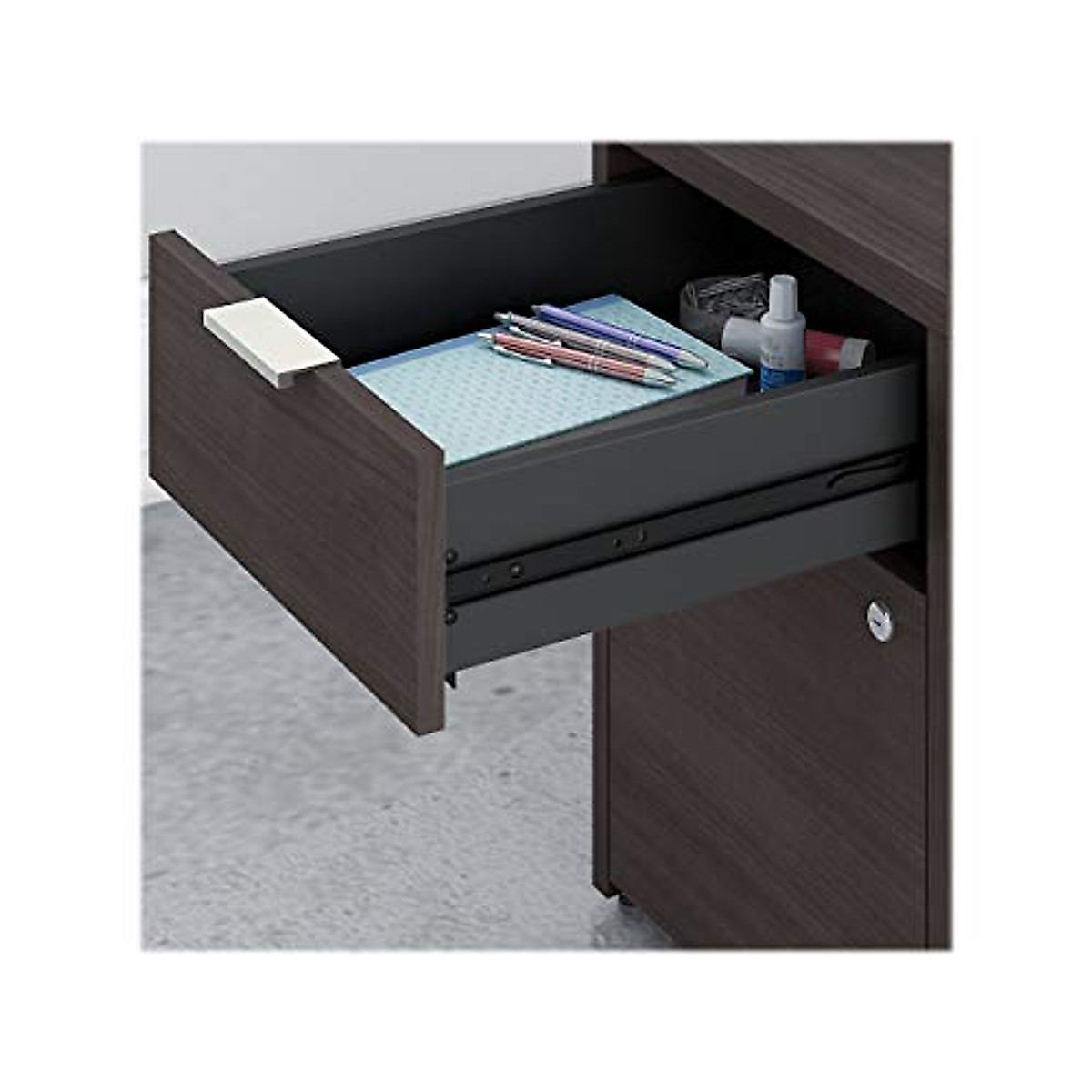 Bush Business Furniture Jamestown L Shaped Desk with Drawers, 60W, Storm Gray