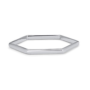 Rhodium Plated Sterling Silver Dainty Thin Hexagon Ring Band