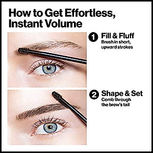 Revlon ColorStay Brow Fiber Filler, Longwearing & Volumizing Waterproof Eyebrow Gel, 303 Medium Brown, 0.23 fl. oz.