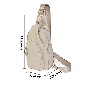 Valleycomfy Women Crossbody Backpack Sling Bag, Small Chest Bag Daypack Fanny Pack Cross Body Bag for Hiking Traveling Outdoors (Beige)