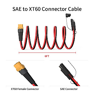 ELFCULB 10AWG XT60 to SAE Connector Extension Cable with SAE Polarity Reverse Adapter for Portable Power Station Solar Panel Solar Generator(6FT)