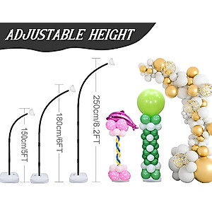 OurWarm 8.2FT & 6FT Balloon Arch Stand Kit, Black Half Arch Balloon Stand with Base for Floor, Free Bending Top Balloon Column Kit for Wedding Birthday Baby Shower Graduation Party Decorations