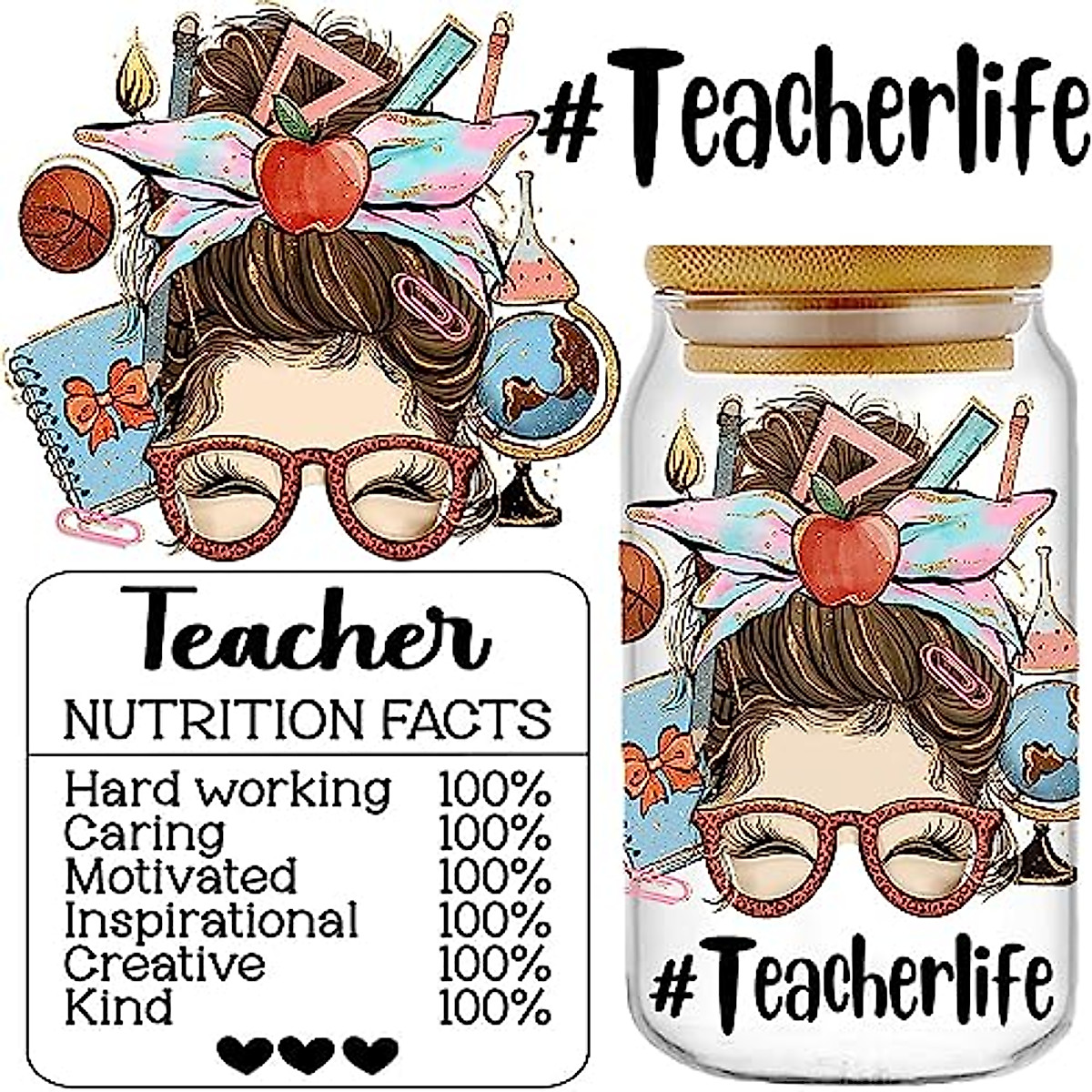 UV DTF Transfer Sticker, 5Sheets Rub on Transfer Stickers for Glass Cups,Waterproof UV DTF Cup Wrap Rub on Transfers Stickers Decals, Clear Film Transfer Paper UV DTF Cup Wraps Transfer Sticker