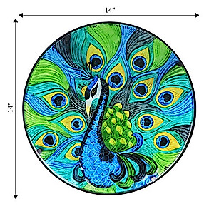 VCUTEKA Patio Side Table Plant Stands Outdoor Accent Table Small Mosaic Table Glass Top Round Balcony Coffee Table