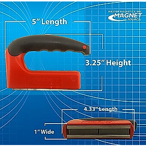 Master Magnetics Strong Magnet with Ergonomic Handle - 100 lb Pull Force, Red, 07501