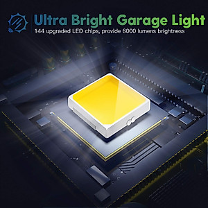 FREELICHT 2-Pack LED Garage Light, 60W LED Shop Light with E26/E27 Medium Base, 6000LM Triple LED Garage Lighting, 6500K Screw in LED Tri Light for Attic, Basement