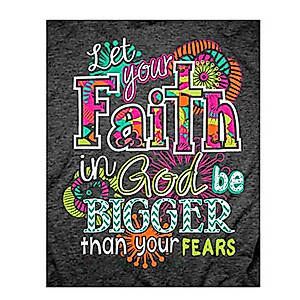 “Faith In God-Bigger Than Fears”-Inspirational Wall Art Sign-8 x 10" Shabby Chic Abstract Poster Print-Ready to Frame. Home-Bedroom-Office-Dorm-Church Décor. Perfect Christian Gift for Teens!