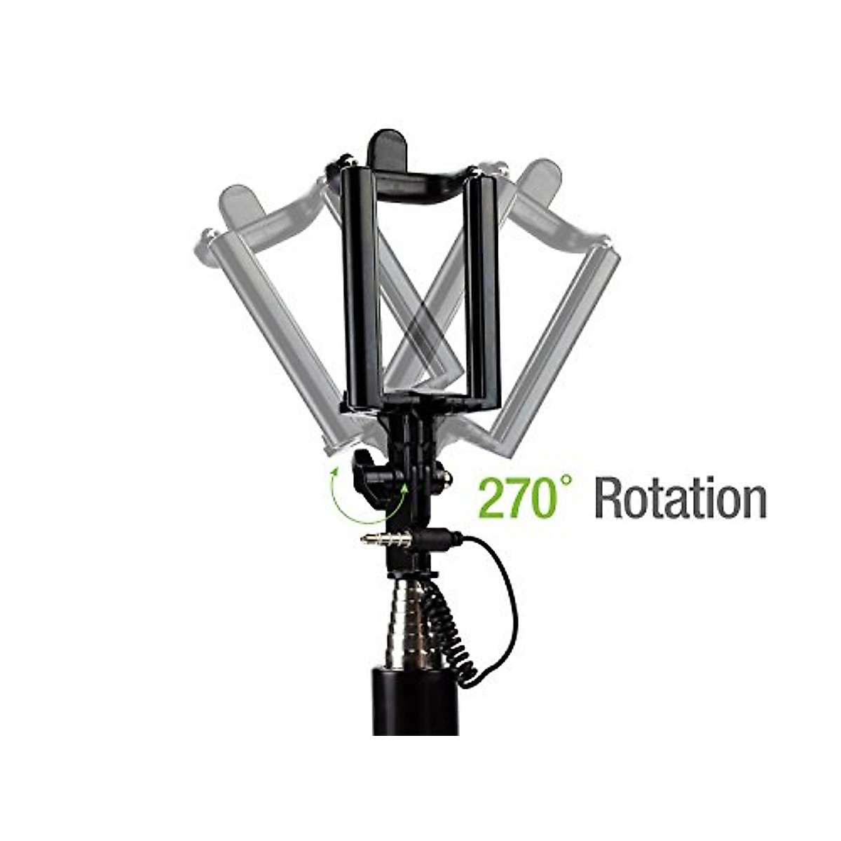 Cellet Extendable Self Portrait Selfie Handheld Monopod with Aux Cable for Smartphones - Black