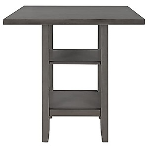 FANYE 5-Piece Counter Height Kitchen & Dining Room Dinette Furniture Sets Include Wooden Square Table with Bottom Storage Shelves and 4 Upholstered Back Chairs for 4 Persons Family Meal,Gray, Grey