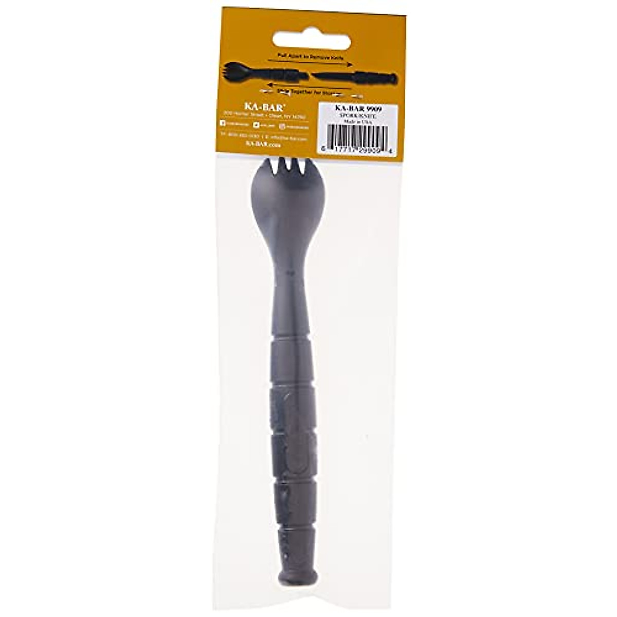 Ka-Bar Tactical Spork (Spoon Fork Knife) Tool 9909 Black, 1 Pack
