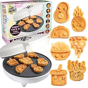 Kawaii Fun Snacks Mini Waffle Maker - 7 Different Food Japanese Style Designs Featuring an Avocado, Pizza, Ramen, Taco & More - Cool Electric Waffler for Amazing Kids Easter Morning Breakfast or Gift