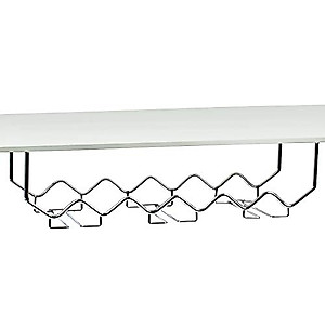 Spectrum Diversified Rack & Stemware Holder Holds 6 Bottle & 6 Stems, Space-Saving Under Cabinet Kitchen Wine Storage, Home Bar Organization, Chrome