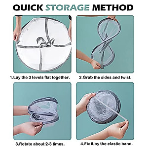 WEISGJA 3 Tier Folding Mesh Clothes Drying Rack, Stackable Sweater Drying Rack with Internal Fixation, Portable Hanging Laundry Rack for T-Shirt,Swimsuit,Sweater,Delicates (2 Pack)