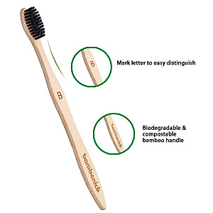 bambonice Bamboo Toothbrushes, 10 Pack, Battery Powered, Green and White