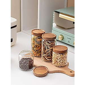Kanwone Airtight Food Storage Containers with Bamboo lids set of 5, Stackable Food Storage Containers, Glass Canisters for Pantry, kitchen, Flour, Sugar, Tea, Coffee, Pasta, Cookies, Rice and Spice