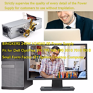 BINGKERS 240W H240AS-00 Power Supply Fit for Dell OptiPlex 390 790 960 990 3010 7010 9010 Small Form Factor SFF System Desktop Computer 3WN11, L240AS-01
