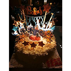 FLYPARTY Children's Birthday Candles with Greeting Card,Handmade Adorable Sleeping Baby Birthday Baby Shower Cake Topper Candle, Wedding Festival Party Favors Decorations (Blue Boy)