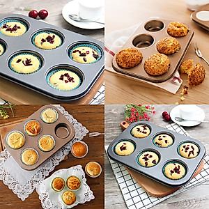 Bakehope Muffin Tins 6-Cups Nonstick Carbon Steel Standard Cupcake Pans, Set of 2