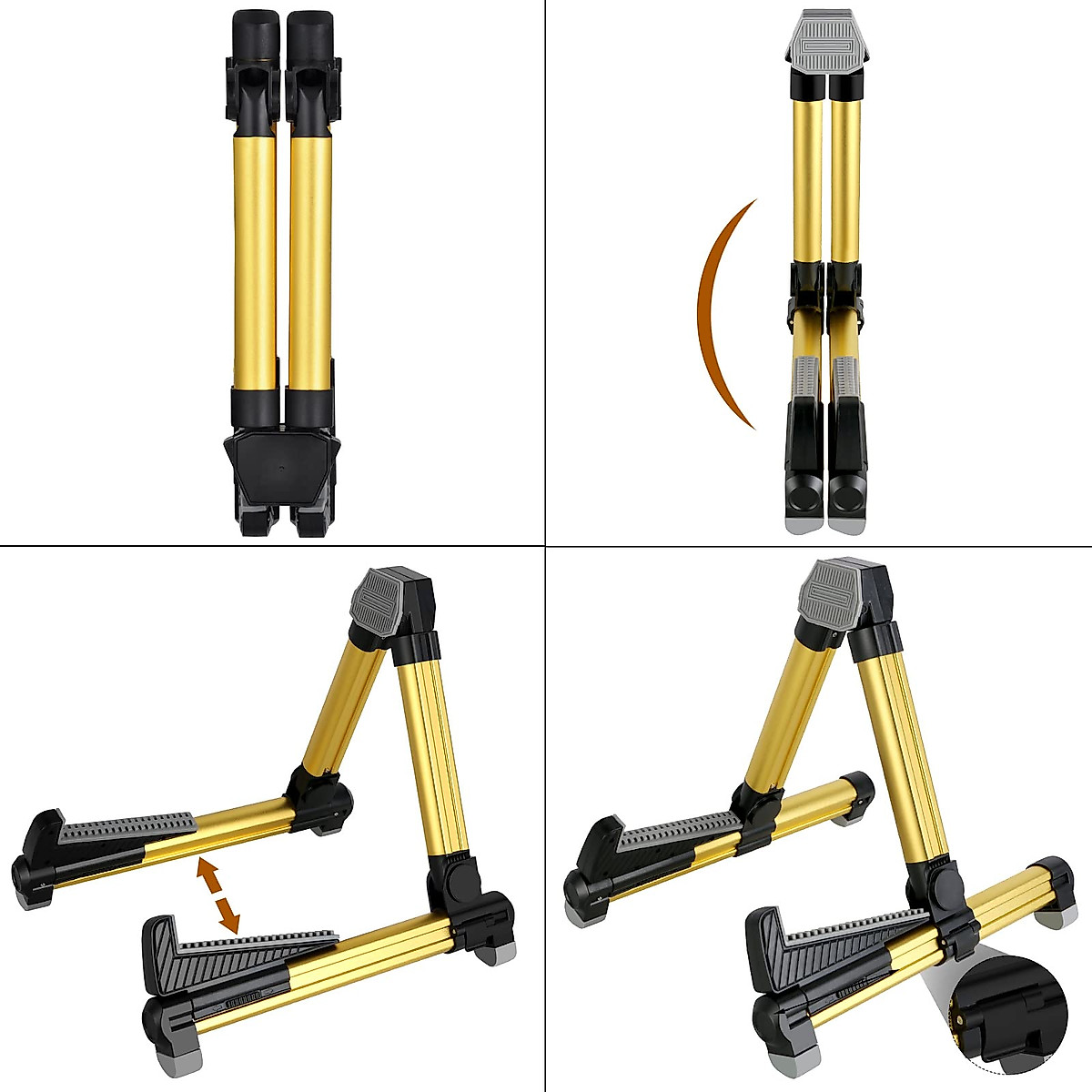 EASTROCK Folding Guitar Stand,Portable Tripod A Frame Aluminium Music Stand for Acoustic Electric Guitars, Bass, Violin, Ukulele, Banjo ( Black)