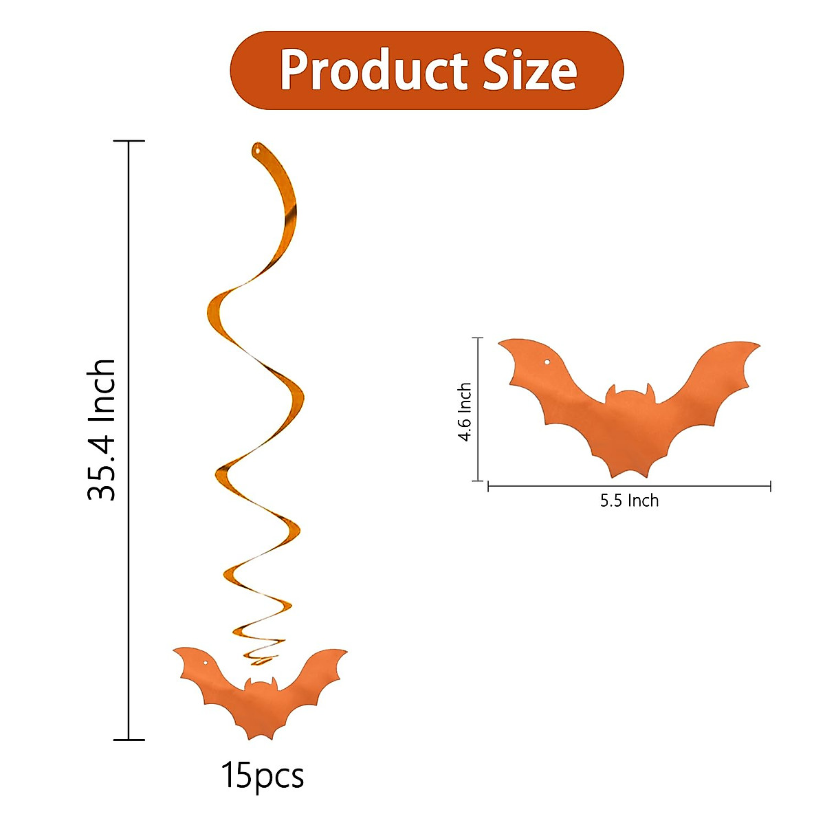 BEISHIDA Happy Halloween Hanging Swirls Halloween Decorations Black Bats Hanging Halloween Party Supplies Horror Party Decorations Pack of 15