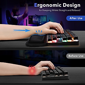 Gimars Ergonomic Gaming TKL Keyboard Wrist Rest, Memory Foam Wrist Support with Stitched Edge, Anti-Slip Tenkeyless Keyboard Wrist Pad for Office, Gaming, Computer PC Laptop