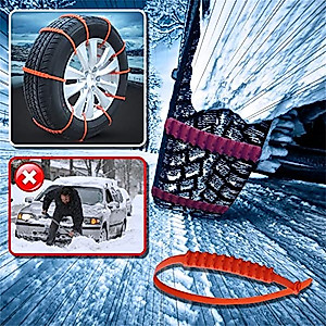 DELURA 10 Pcs Plastic Non-Slip Tire Snow Chain - Universal Snow Chain Mud Chains for SUV Car Pickup Trucks/2200