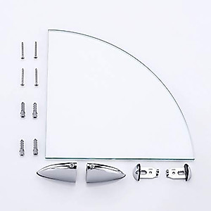 KES Tempered Glass Corner Shelf Bathroom Lavatory Triangular 8MM-Thick Wall Mount Polished Chrome, BGS3100