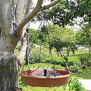 AISITIN Hanging Bird Bath with Solar Fountain Pump, 12" Multi-Functional Basin for Bird Bath, Feeder and Drinking, Solar Powered Water Fountain Pump for Bird Bath
