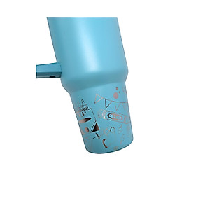 FTB Creative 40oz Custom Designed Tumbler, Double Wall Stainless Steel, with Lid and Straw (Aqua, Teacher)