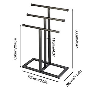 3 Tier Towel Rack Holder Free Standing Towel Hanging and Drying Rack Bath Towel Storage Organizer Solution for Bathroom Hotel Restroom Beach Swimming Pool (Metal)