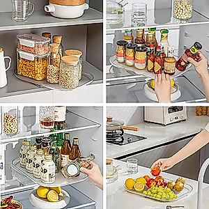 Lazy Susan Turntable Organizer for Refrigerator Clear Rectangular Fridge Organizer Storage Countertop Condiment Storage Rack Turntable Kitchen