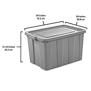 Sterilite Tuff1 30 Gallon Plastic Stackable Temperature and Impact Resilient Basement/Garage/Attic Storage Tote Container Bin with Lid, Gray (16 Pack)