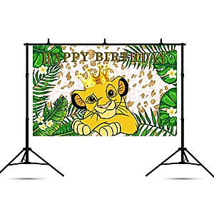 SOPAK The Lion King Backdrop for Birthday Party Decorations, Wild Jungle Background for Baby Shower Party Cake Table Decorations Supplies, The Lion King Theme Banner, 5x3ft, green, One Size