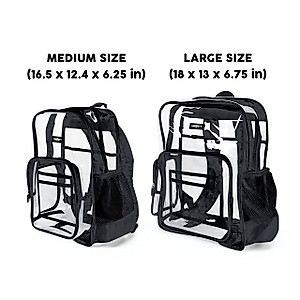 SMARTY Large Heavy Duty Clear Backpack V6 Durable Transparent See Through Bag (Black)