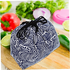 ABOOFAN 2pcs Bento Bag Lunch Bag Lunch Container Bag Cute Tote Bag Book Tote Bag for Women Reusable Tote Cooler Bag Lunch Handy Bento Storage Bag Bento Carrying Bag Cloth Drawstring Japan