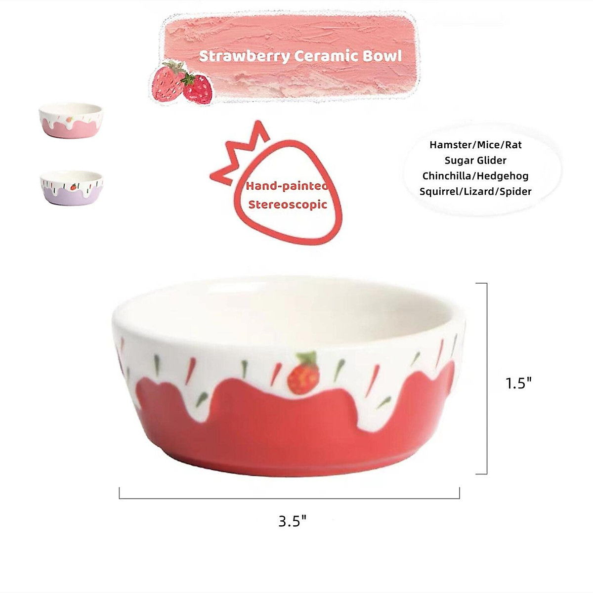 Toietmoi Hamster Ceramic Cartoon Food Bowl Water Prevent Tipping Christmas Party Style Guinea Pig Rabbit Gerbil Chinchilla Hedgehog Rat Small Animals Pets Assorted Colors