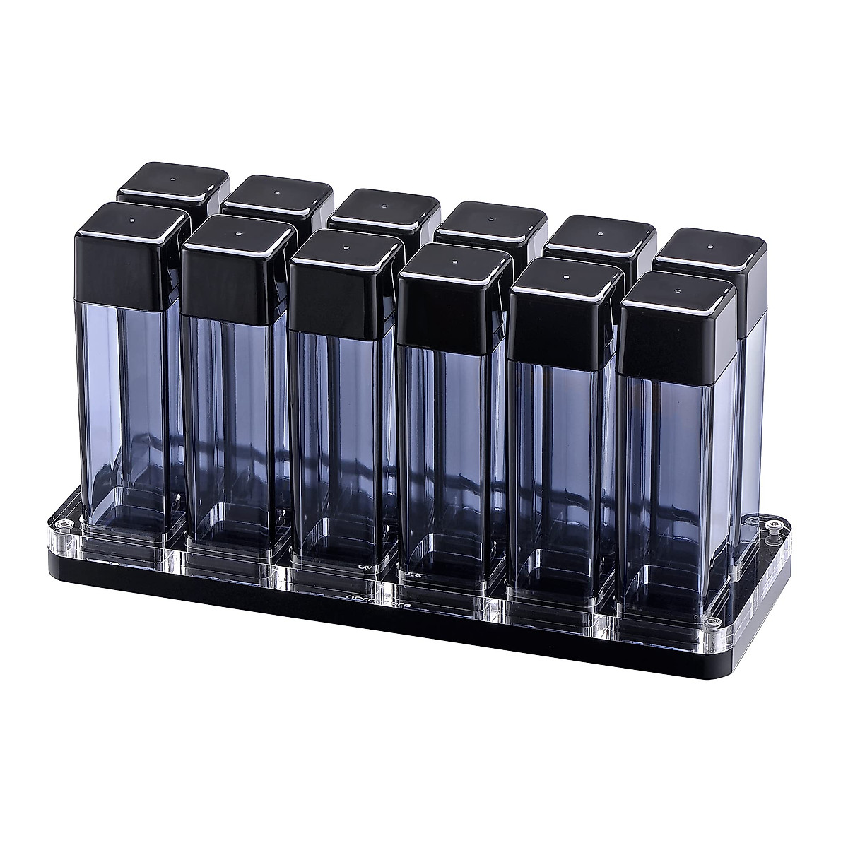 Normcore Single Dose Coffee Bean Storage Containers - 12 Tubes Espresso Bean Cellars with Stand & Hopper - One-Way Exhaust Valve - Capacity 25-28g - Lt Smoke Grey