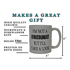 Rogue River Tactical Best Funny Dirty Coffee Mug - I'M Not a Gynecologist Sarcastic Novelty Cup, Gag Gift Idea for Men, 11 Oz, White